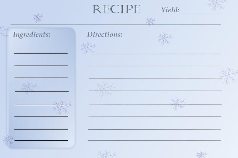 Simple Recipe- Printable Digital - Etsy