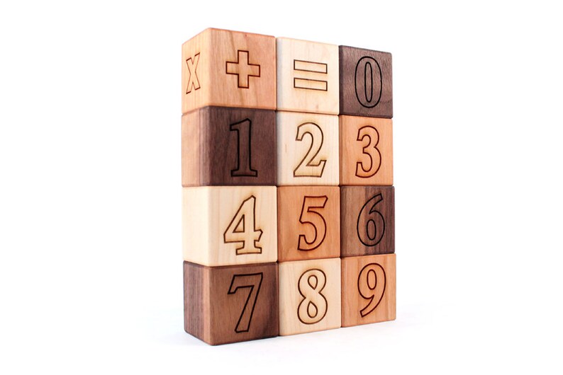 12-piece MATH BLOCKS Set All Natural and Educational - Etsy