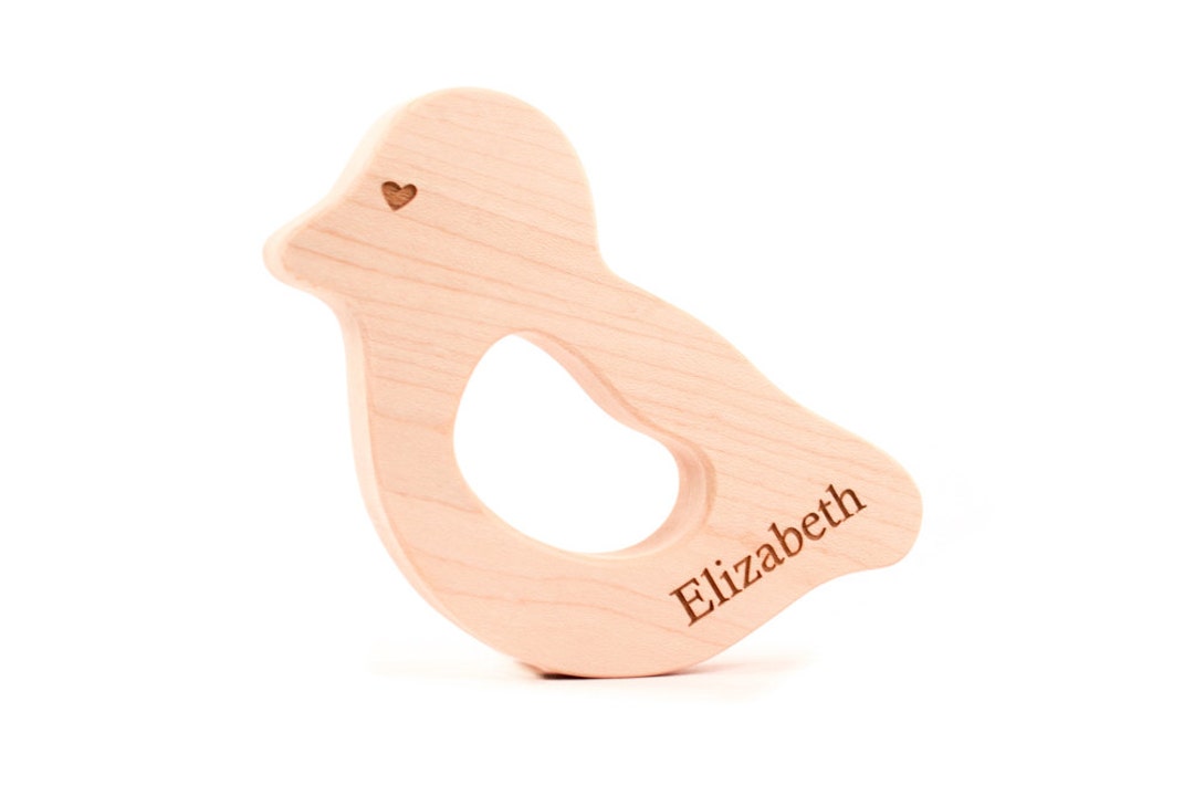 Natural Love Bird Wood TEETHER - a Unique, Personalized Baby Gift for ...