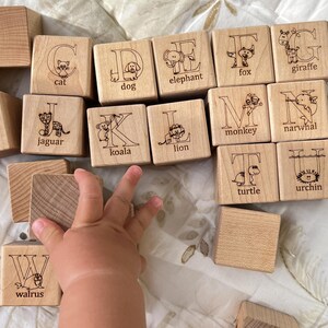 26-piece ANIMAL ALPHABET Hardwood Block Set - All Natural, Heirloom ...