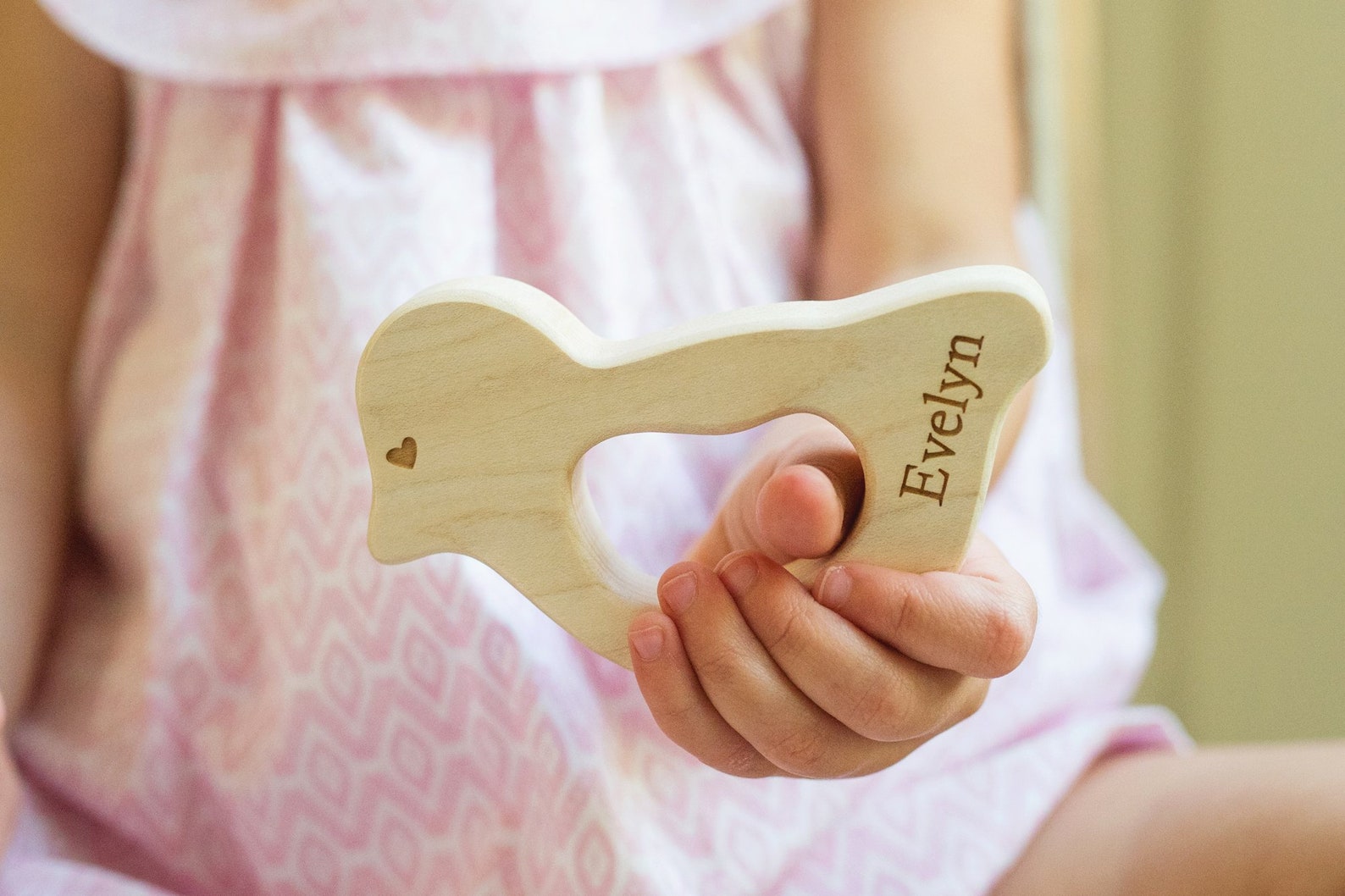 Natural Love Bird Wood TEETHER a Unique Personalized Baby | Etsy