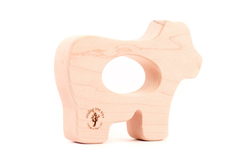 All Natural Personalized Cow TEETHER an Organic Wooden - Etsy