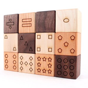 12-piece MATH BLOCKS Set - All Natural and Educational Hardwood Toys ...