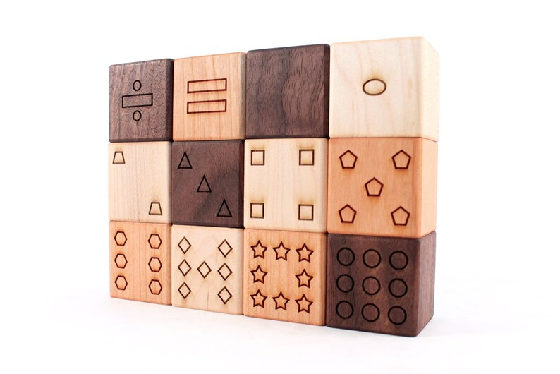 12-piece MATH BLOCKS Set All Natural and Educational - Etsy