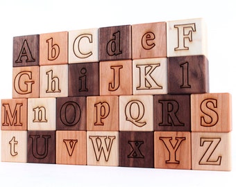 Wooden Alphabet Blocks - Etsy