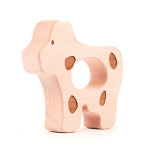 All Natural Personalized Cow TEETHER - an Organic Wooden Teething Toy ...