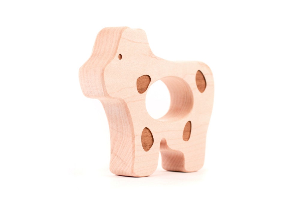 All Natural Personalized Cow TEETHER - an Organic Wooden Teething Toy ...