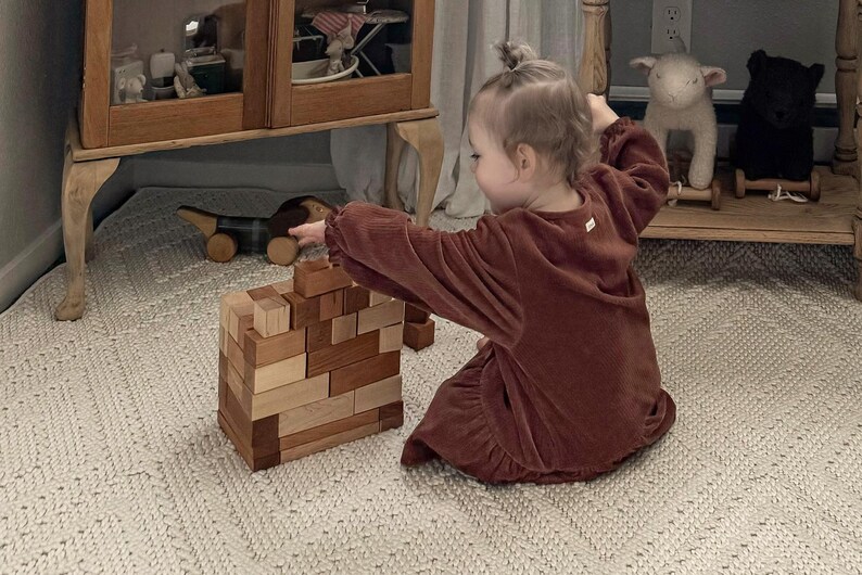Handcrafted Wooden Building Blocks Set – 50 Pieces, Eco-friendly, USA ...