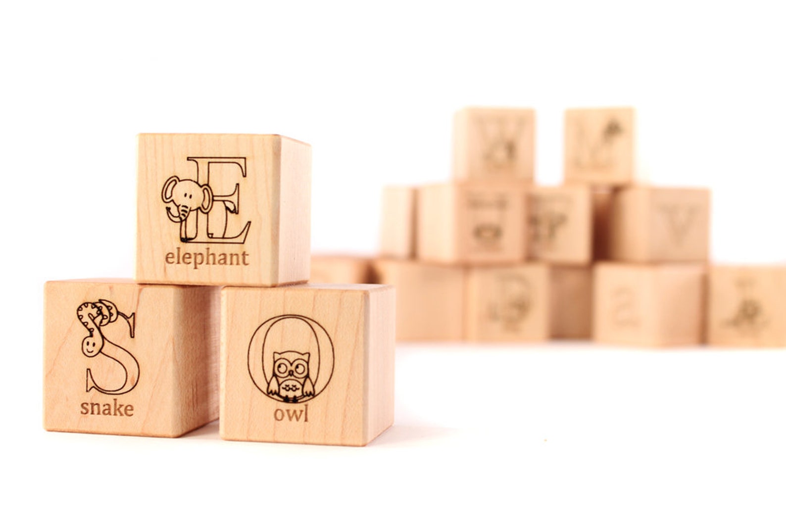 26-piece ANIMAL ALPHABET Hardwood Block Set All Natural - Etsy