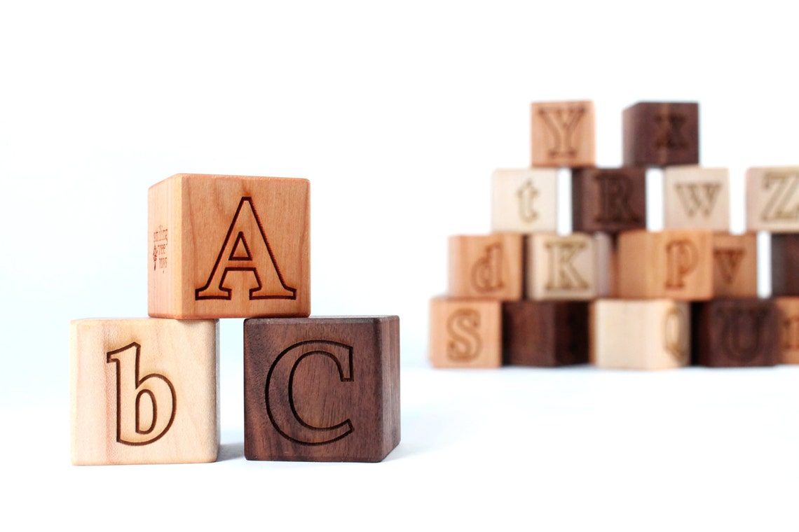 26-piece Wooden ALPHABET BLOCK Set Natural Hardwood Letter - Etsy