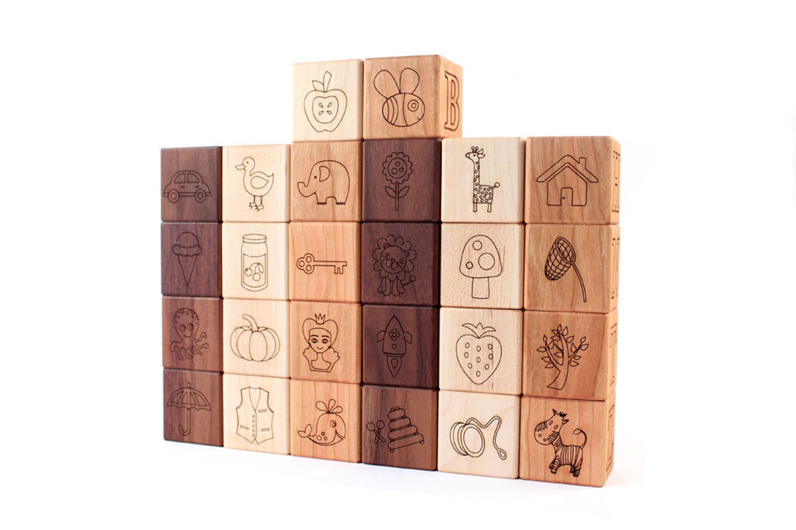 Personalized wooden name block sets natural wood toys | Etsy