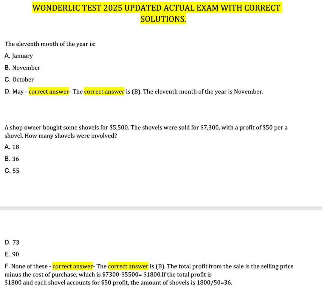 Wonderlic Test 2025 – 150+ Updated Practice Questions With Correct ...