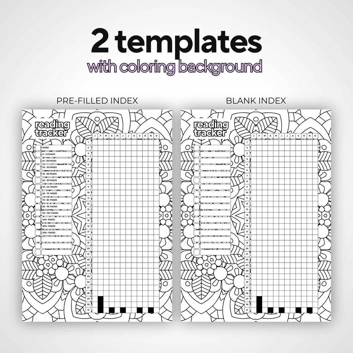 Digital Reading Tracker | 4 Templates With Coloring Pages and Blank ...