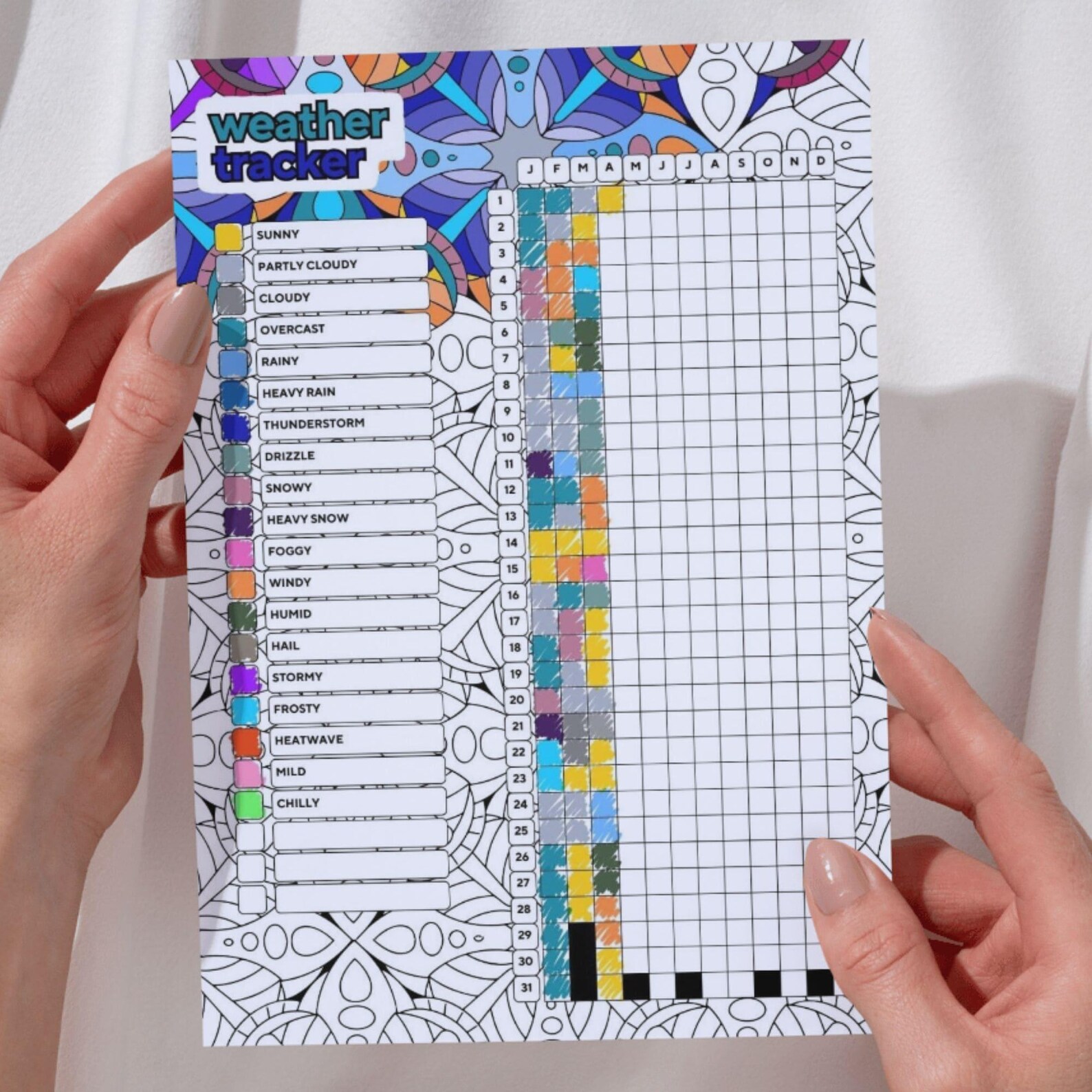Printable Weather Tracker | Templates With Coloring Pages and Blank ...