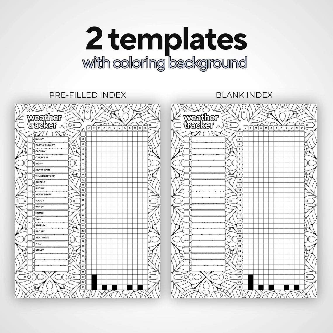 Printable Weather Tracker | Templates With Coloring Pages and Blank ...