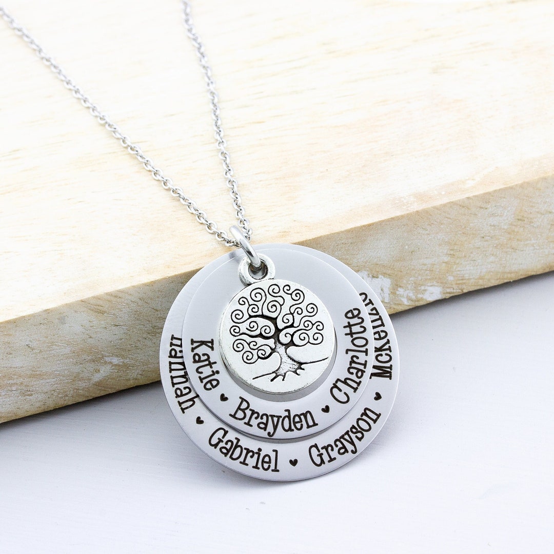 Family Name Necklace, Family Tree Necklace, Kids Name Necklace ...