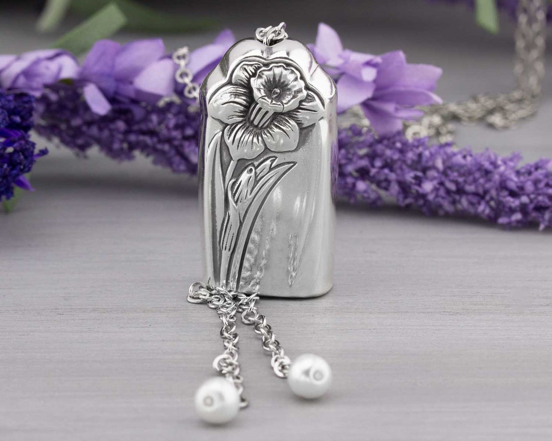 Daffodil Silverware Jewelry, Handmade Vintage Pendant Necklace - Etsy