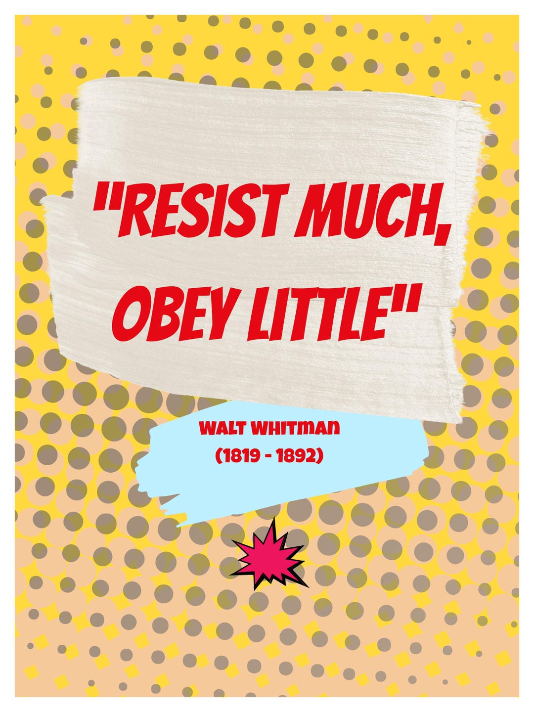 Pop Art Walt Whitman Printable Poster - Bright Comic Style Wall Art ...