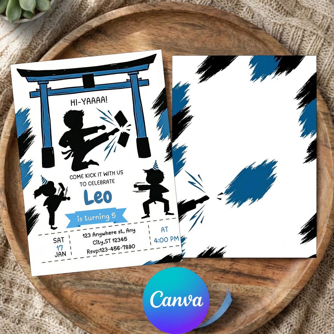 Karate Birthday Invitation Template, Martial Arts Party Invite, Ninja ...