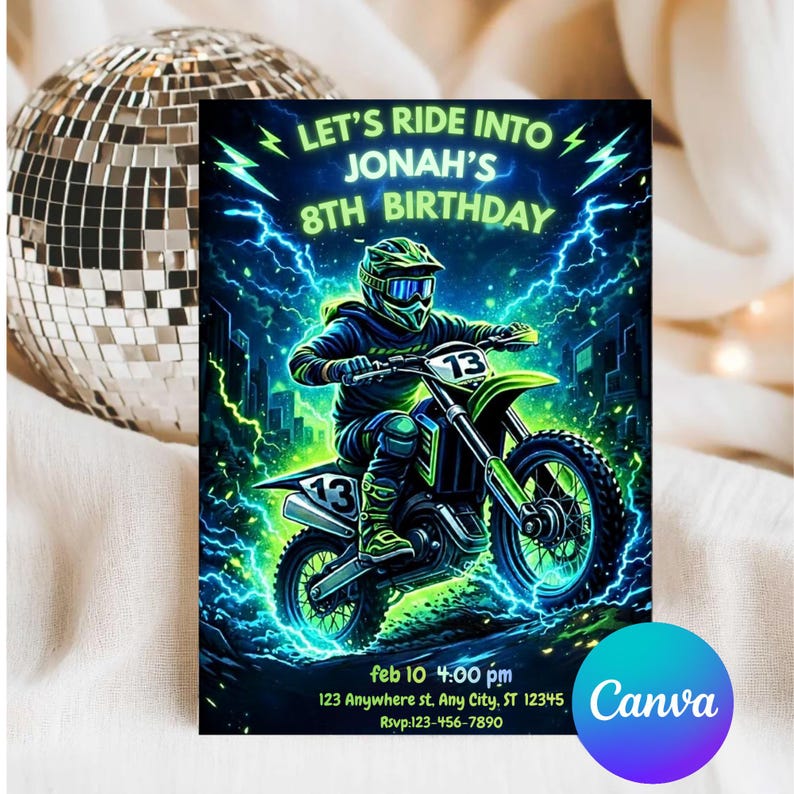 Dirt Bike Birthday Invitation, Motocross Party, Motorbike Birthday ...