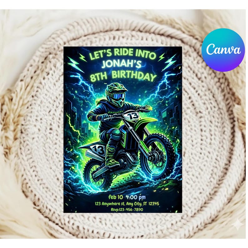 Dirt Bike Birthday Invitation, Motocross Party, Motorbike Birthday ...