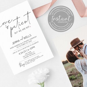 Love is Patient Wedding Invitation Template (DIY Digital Download) - Etsy