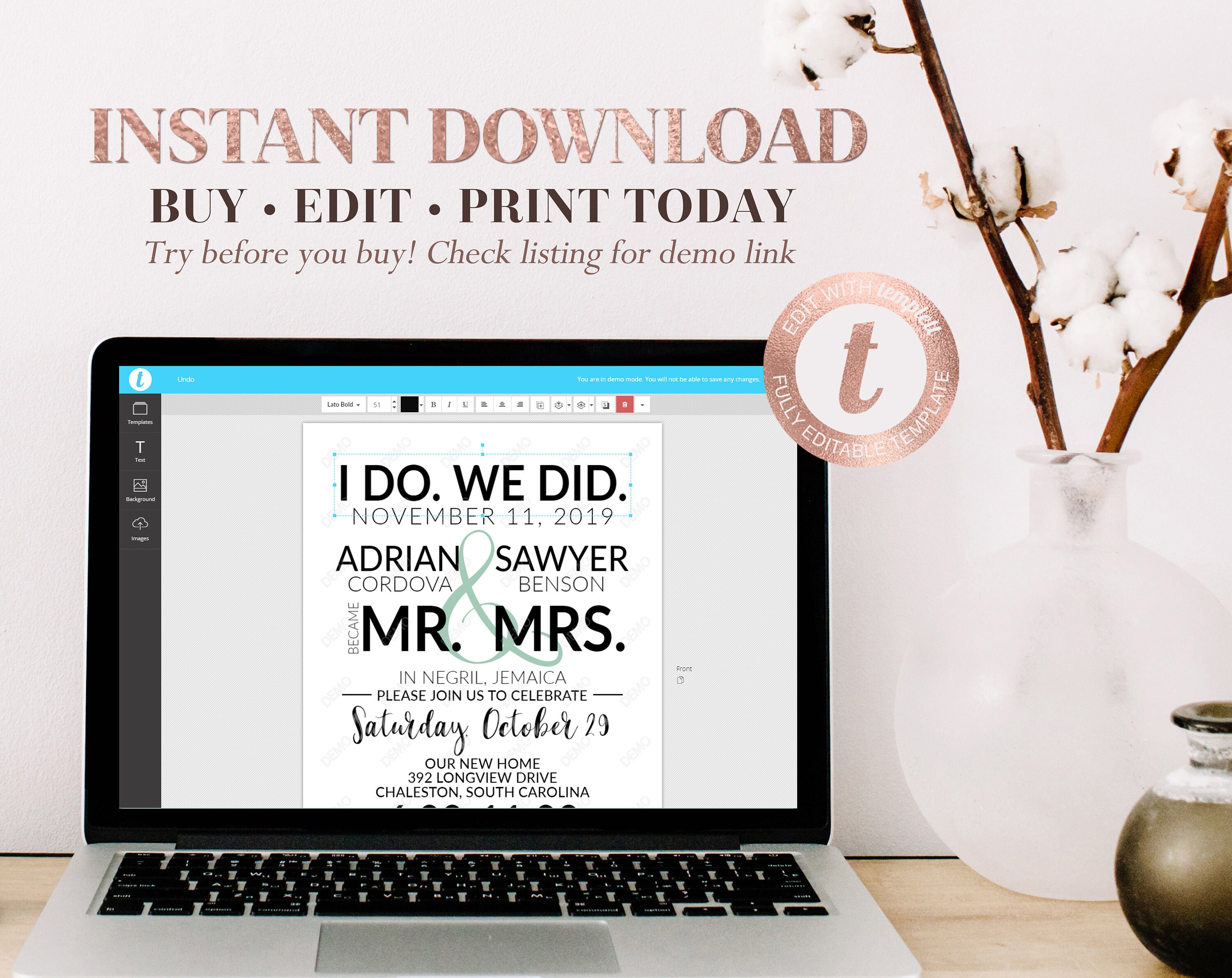 Finally! Wedding Invitation - Rescheduled Wedding Invitation Template ...
