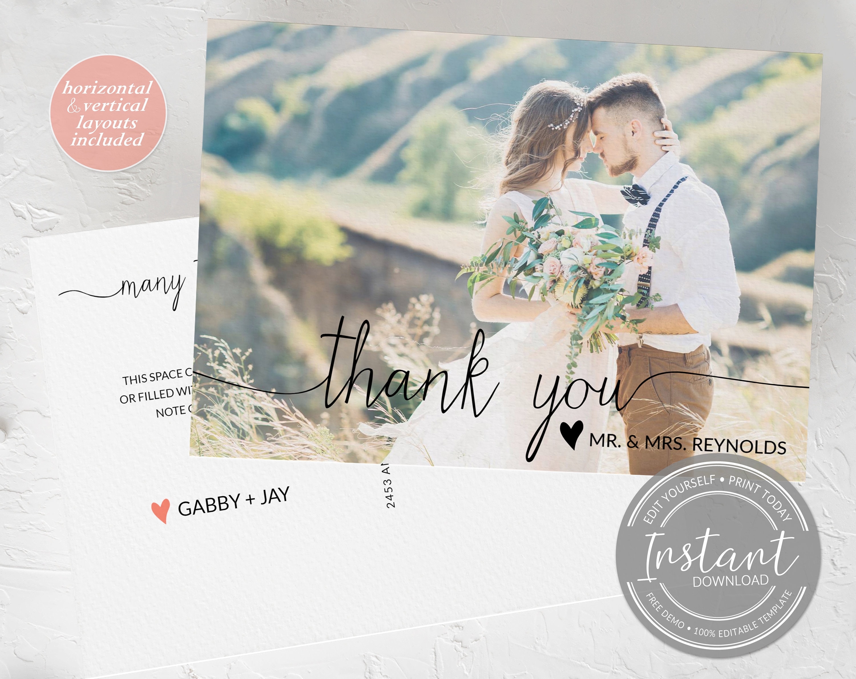 Digital Scribble Photo Thank You Postcard Thank You Card | Etsy