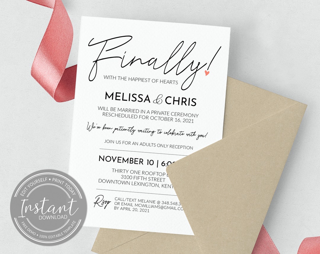 Finally! Wedding Invitation - Rescheduled Wedding Invitation Template ...