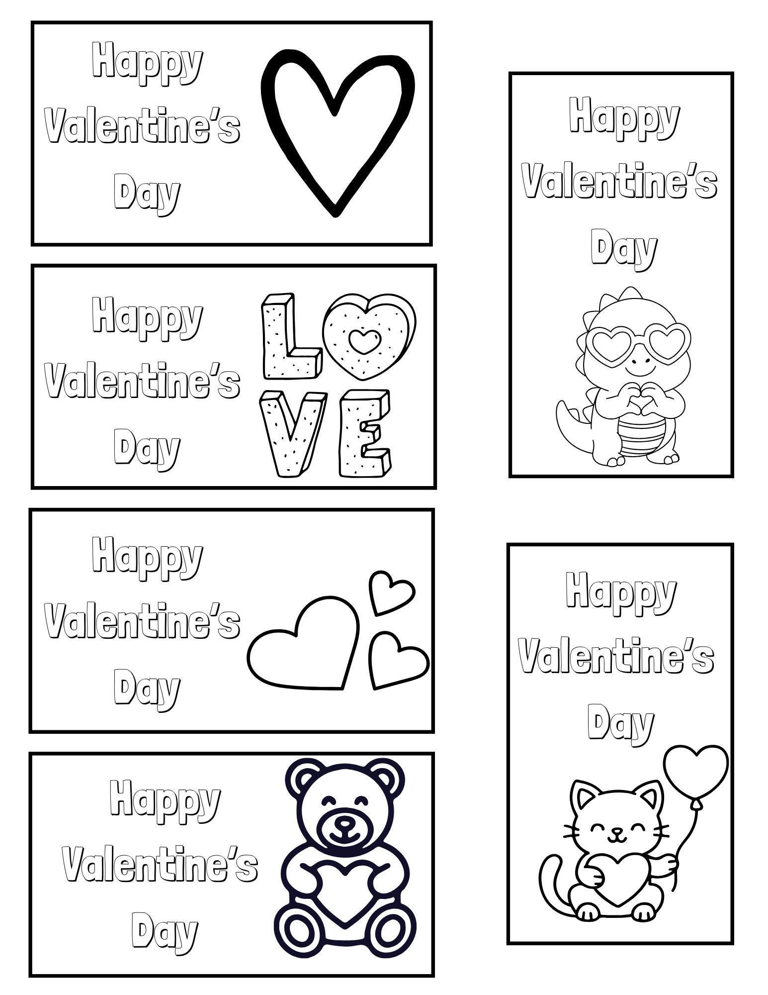 Printable Valentine’s Day Cards for Kids | Color Your Own | Digital ...