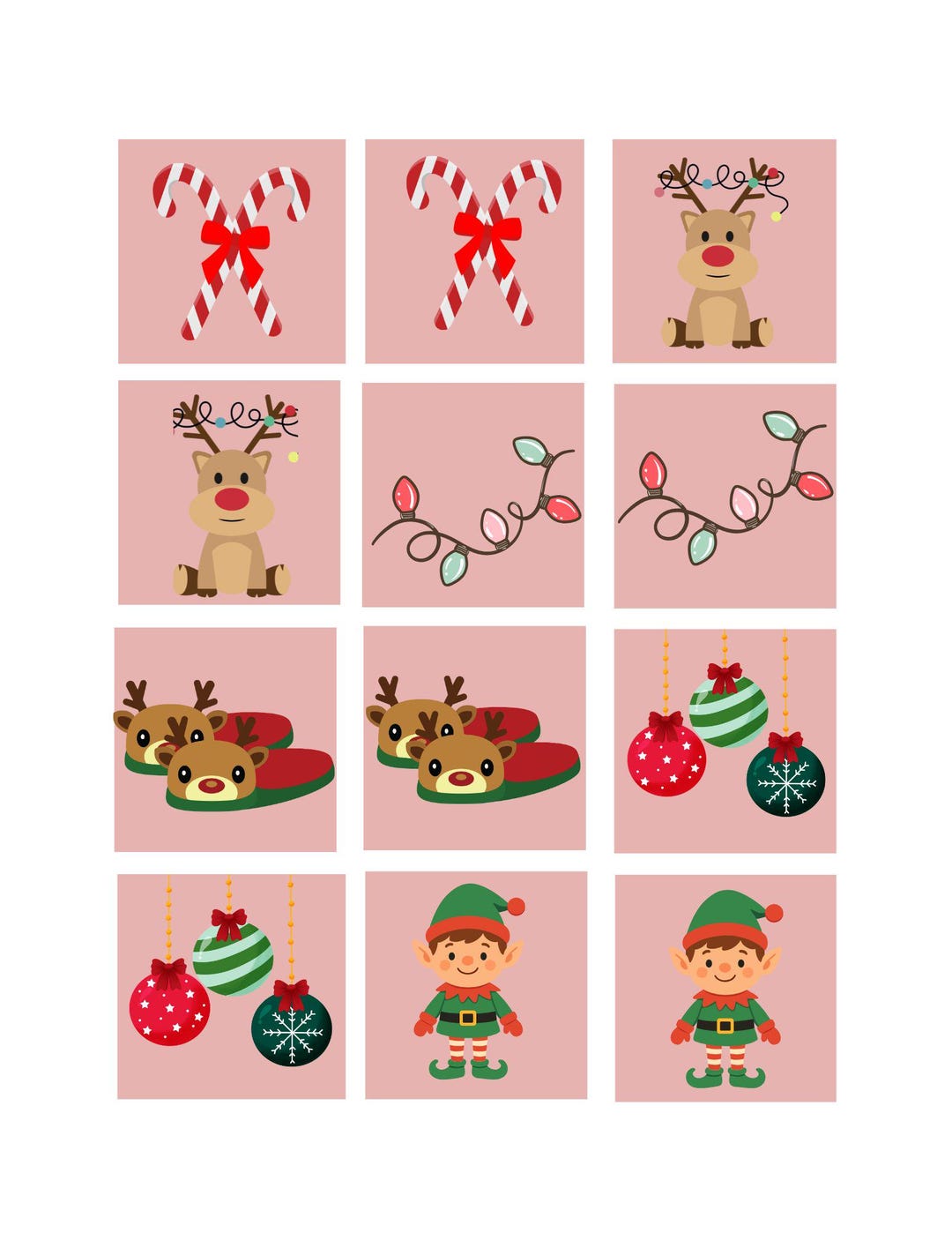 Christmas Memory Game Printable | Matching Game for Kids | 2x2 Cards ...