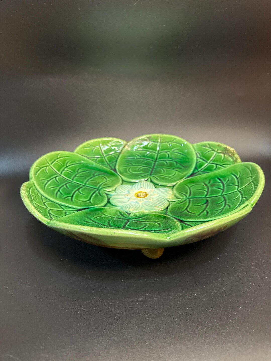 Antique 1870 - 1880 Adams & Bromley Majolica Lily Pads and Floral Low ...