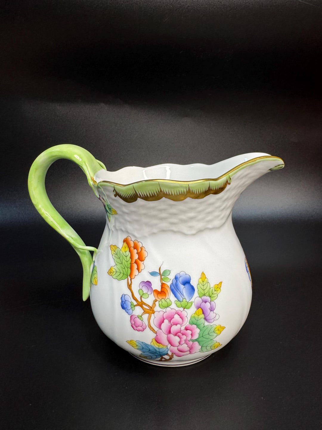 Herend Hungarian Numbered China (queen Victoria (green Border) Pitcher ...