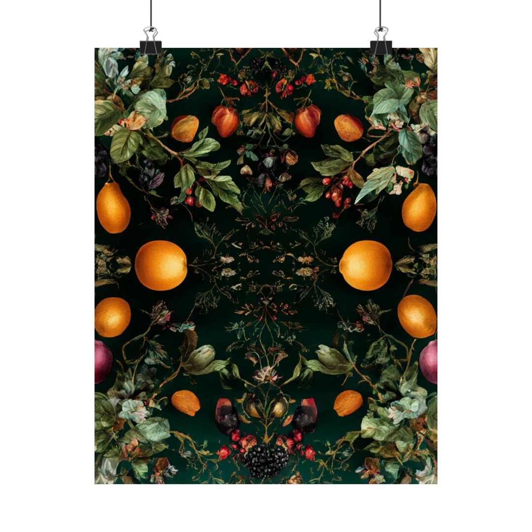 Dark Green Floral Pattern Matte Vertical Poster - Etsy