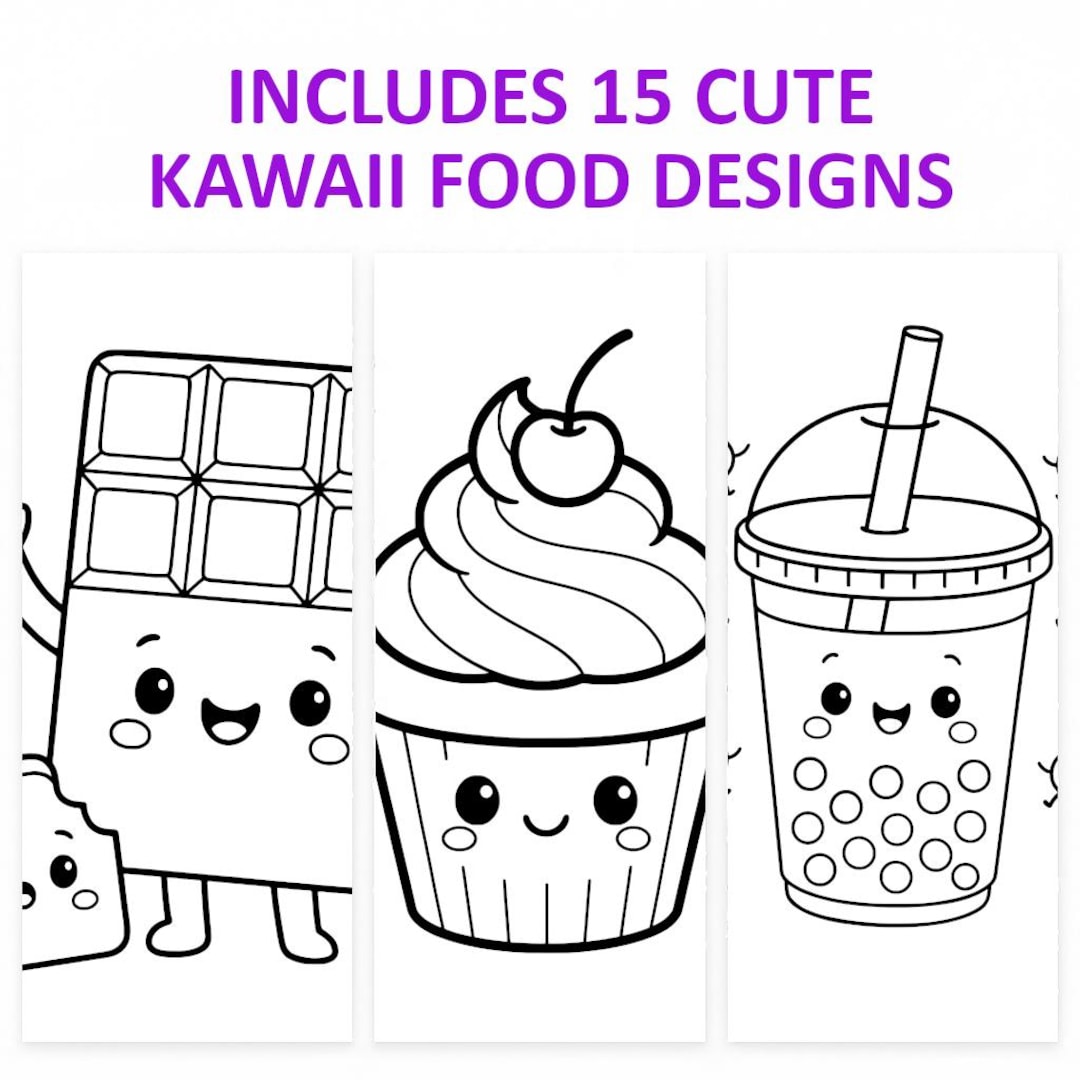 Kawaii Food Coloring Pages for Kids – Cute Printable Coloring Book ...