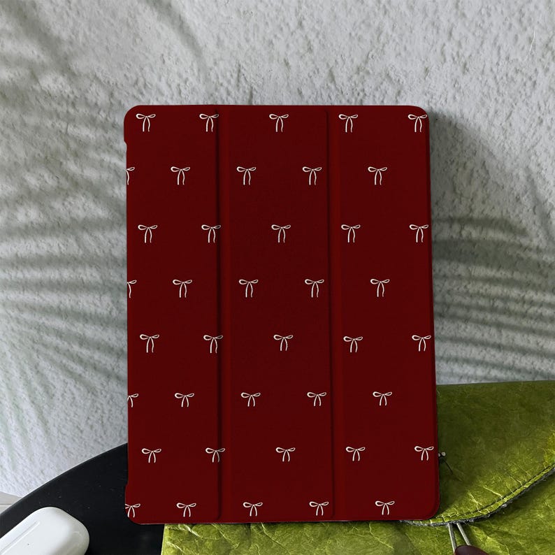 Deep Red Mini Bow iPad Case 10th Gen iPad Pro 2025 Pro 13 iPad Air 7 ...