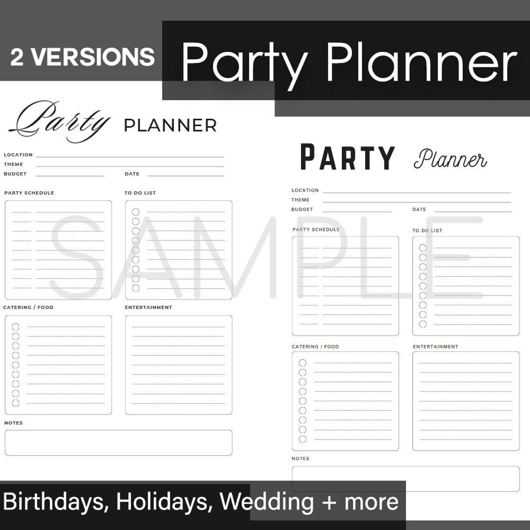 Simple Party Planning Worksheet, Organized Living, Birthdays and ...