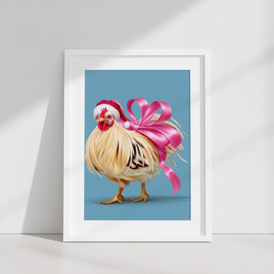 Christmas Silkie Chicken Printable Art - Modern Farmhouse Decor ...