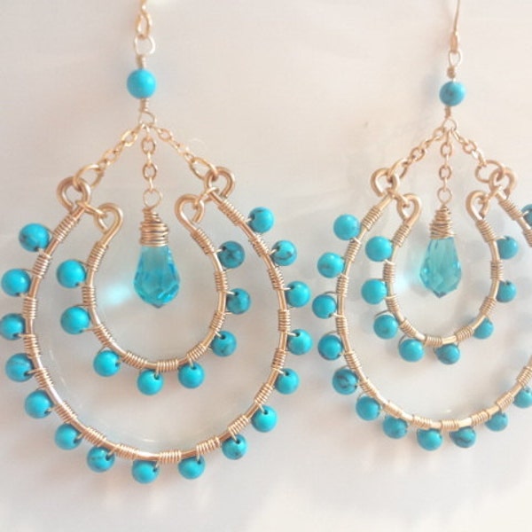 Turquoise Chandelier Earrings - Etsy UK