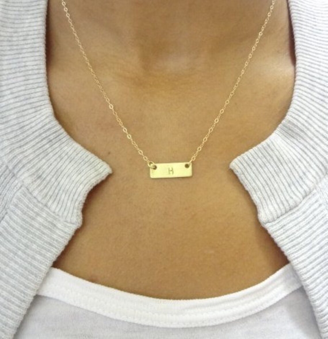 Name Necklace Initial Charm Necklace Monogram Necklace | Etsy