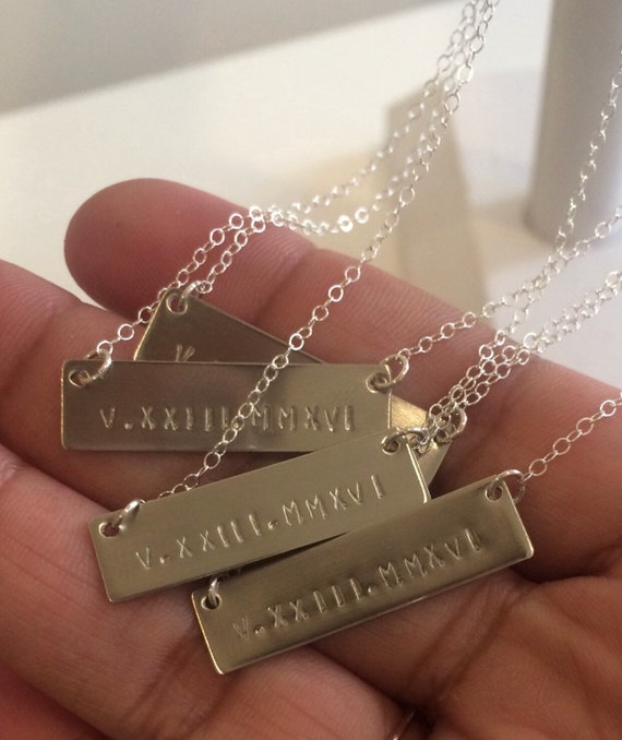 Roman Numeral Necklace Personalized Monogram Gold Chain | Etsy