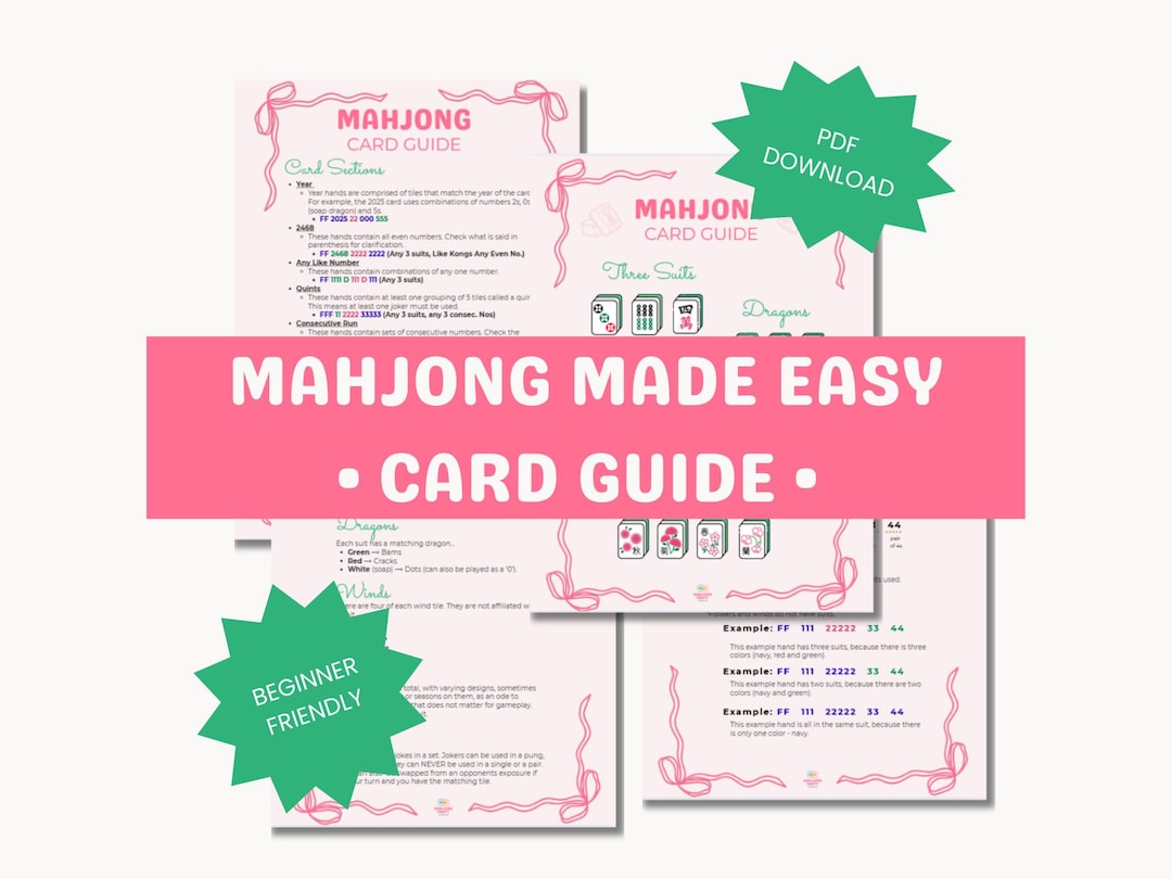 Mahjong Guide: Beginner Player Aid Cards (PDF Download) - Etsy