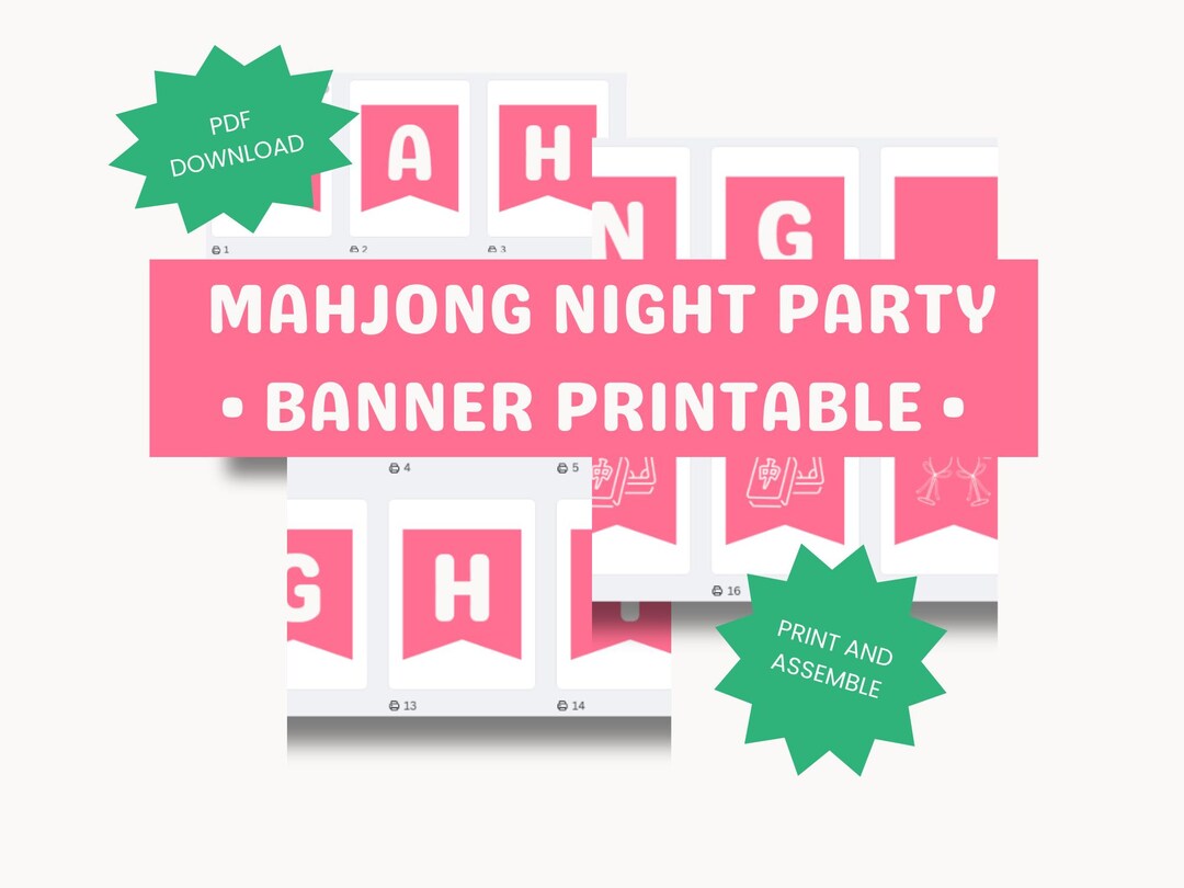 Mahjong Banner Printable | Mahjong Printable | Party Banner | Girls ...