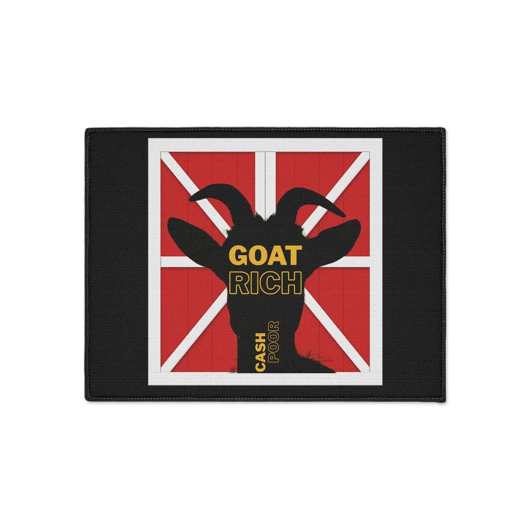 GOAT Rich Cash Poor Floor Mat | Goat Silhouette Black Doormat - Etsy