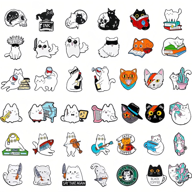 Cute Cat Enamel Pin Set | Funny Meme Pins | Cat Lover Gift | Backpack ...