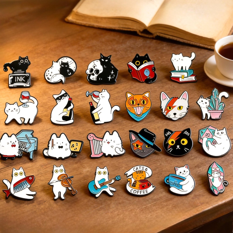 Cute Cat Enamel Pin Set | Funny Meme Pins | Cat Lover Gift | Backpack ...
