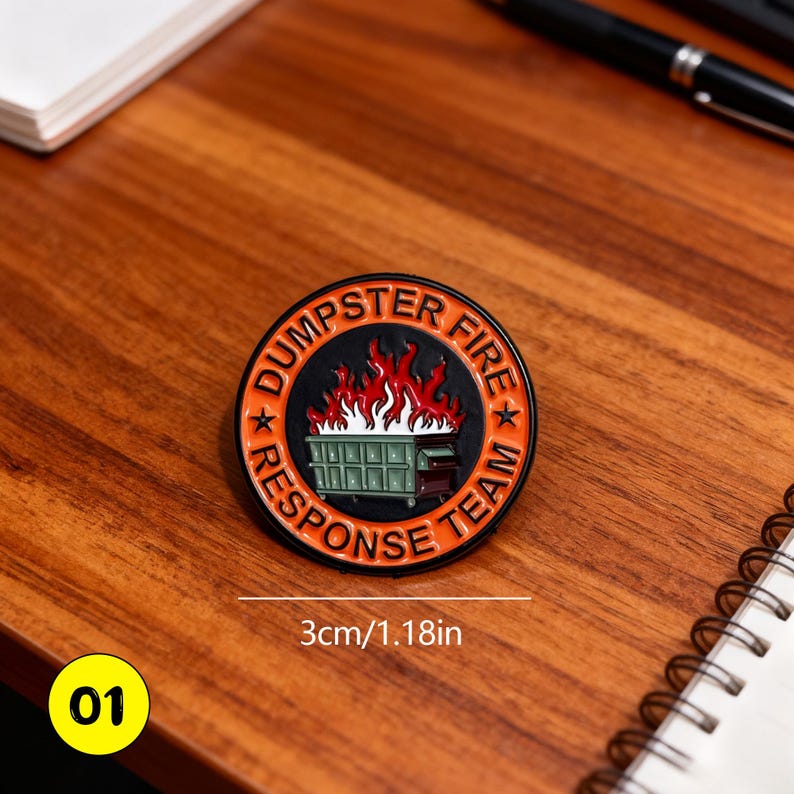 Dumpster Fire Enamel Pin Brooch, Dumpster Fire Response Team Pin ...