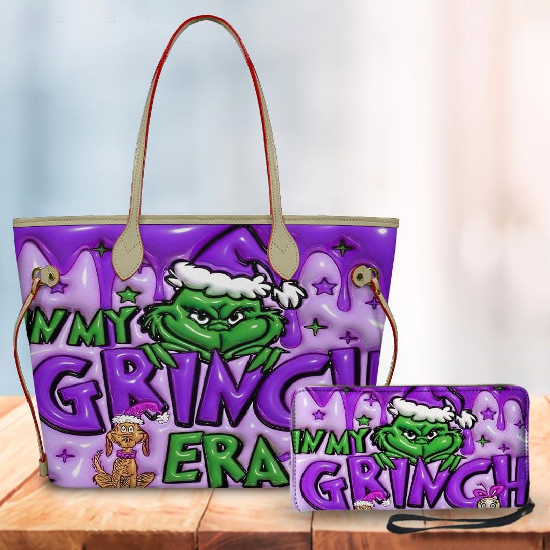 Grinch Inspired Tote and Wallet Set – Personalized Christmas Gift for ...