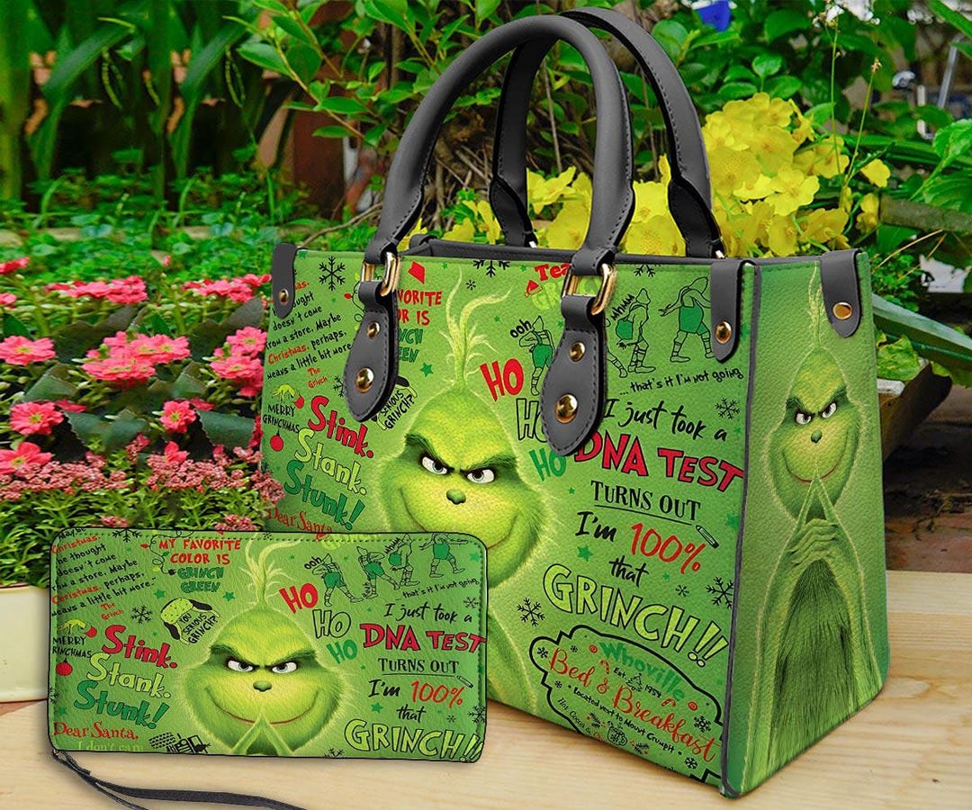 Personalized Grinch Christmas Leather Handbag, Grinch Women Bags ...