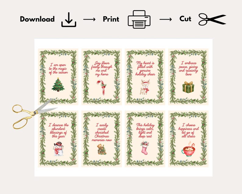 40 Christmas Affirmation Cards – Printable Holiday Positivity Deck ...